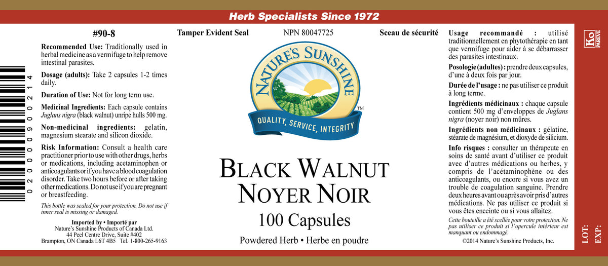 NSP | Black Walnut Hulls, 500 mg (100 Capsules) – Garden Valley ...