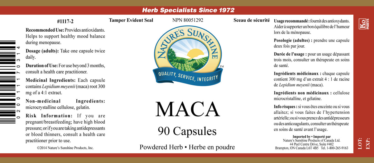 NSP | Maca, 300 mg (90 Capsules) – Garden Valley Wellness Center Inc.